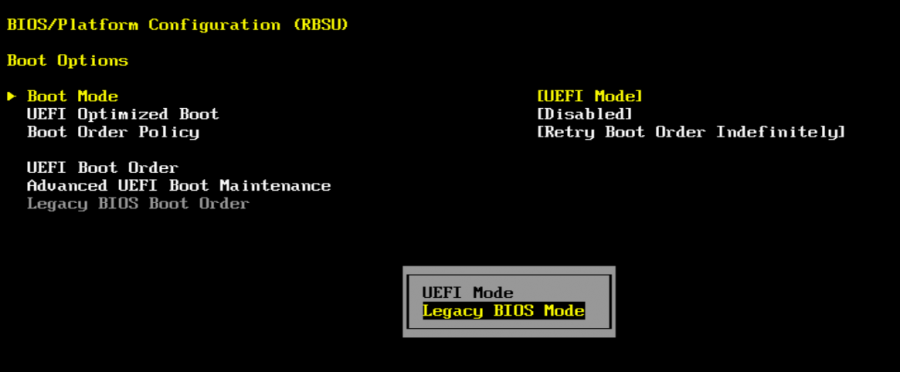 How To change BIOS from UEFI to Legacy on HP GEN9 servers - Life of a ...