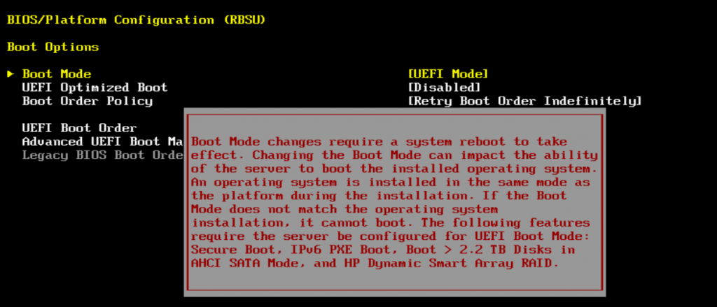 How To change BIOS from UEFI to Legacy on HP GEN9 servers - Life of a ...